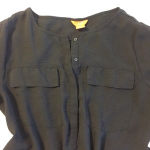 Joe Fresh | Tops | Joe Fresh Classic Black Shear Blouse Sz Med | Poshmark